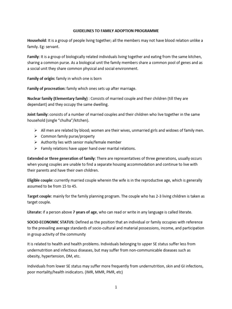 Guidelines To Family Adoption Programme | PDF | Marriage | Medical ...