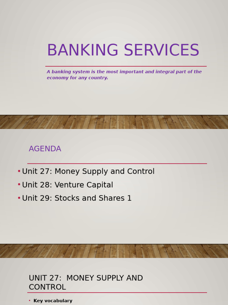 SECTION 6 Banking Services | PDF | Money Supply | Stocks