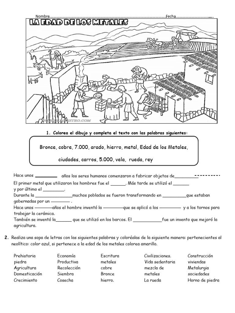 Dibujos y Actividades de la Edad de los Metales | PDF