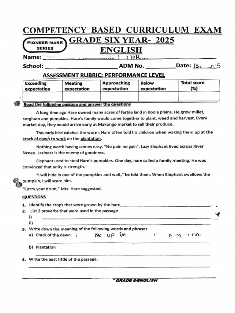 English Grade 6 Term 2 2025 | PDF