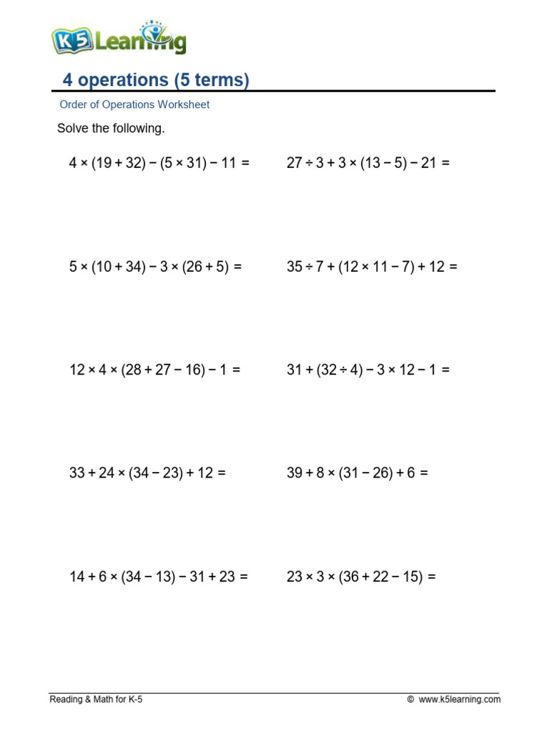 4 Operations (5 Terms) | PDF