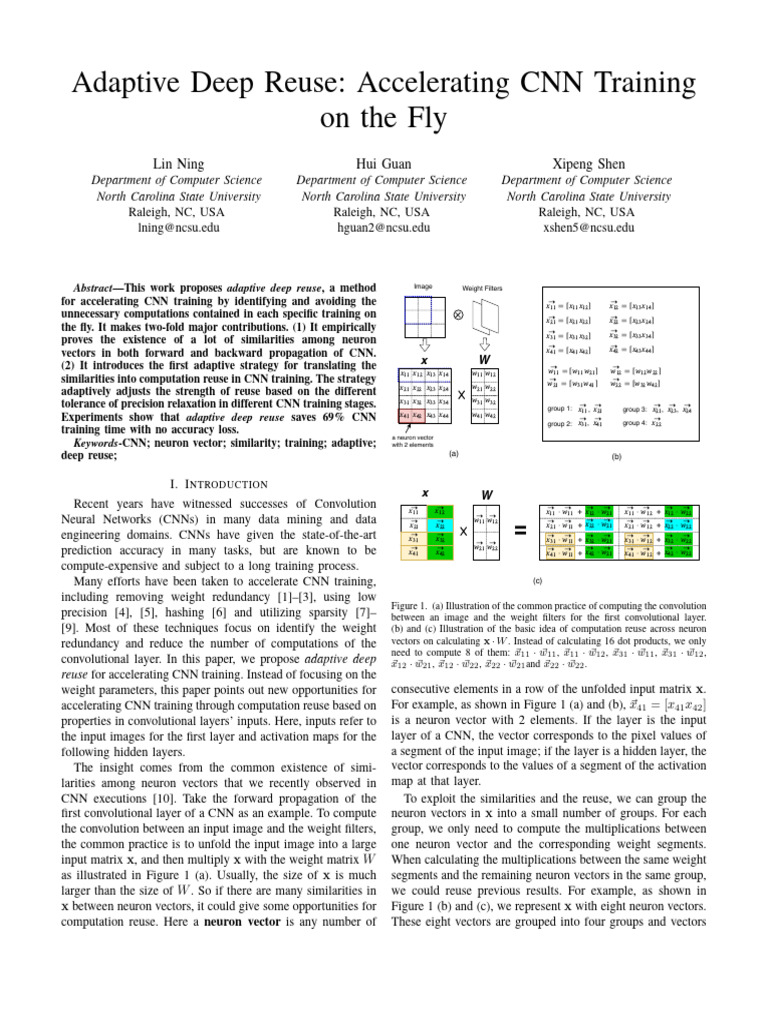 Adaptive Deep Reuse Accelerating CNN Training | PDF | Applied Mathematics | Algorithms