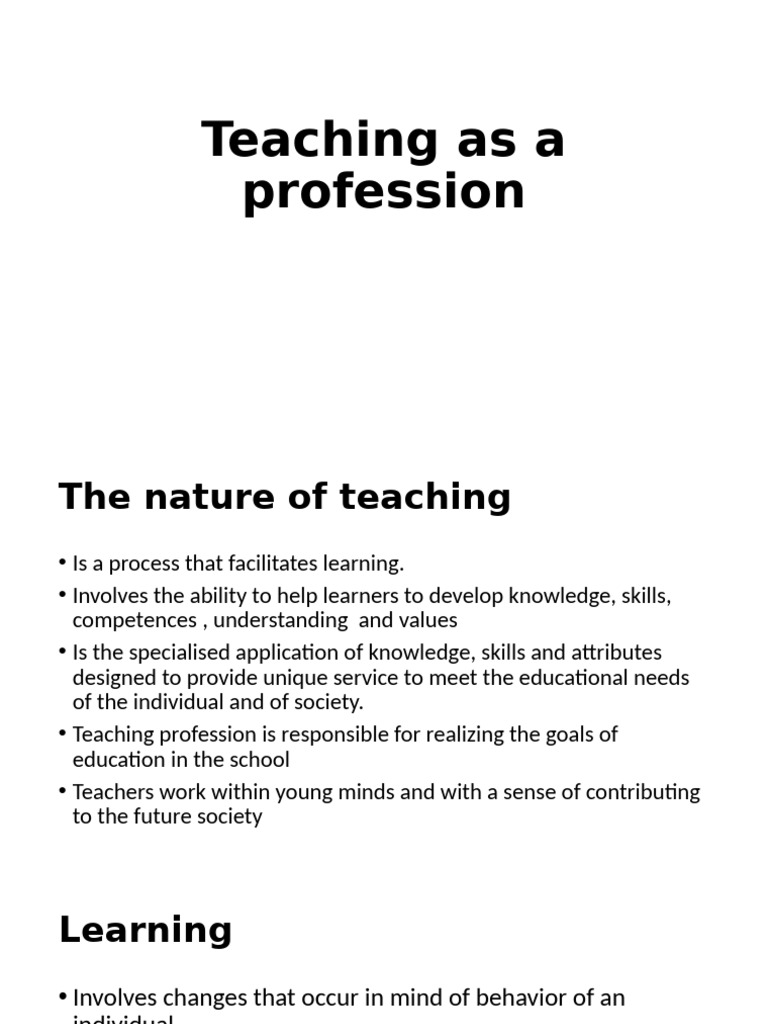 Understanding the Teaching Profession | PDF | Learning | Teachers