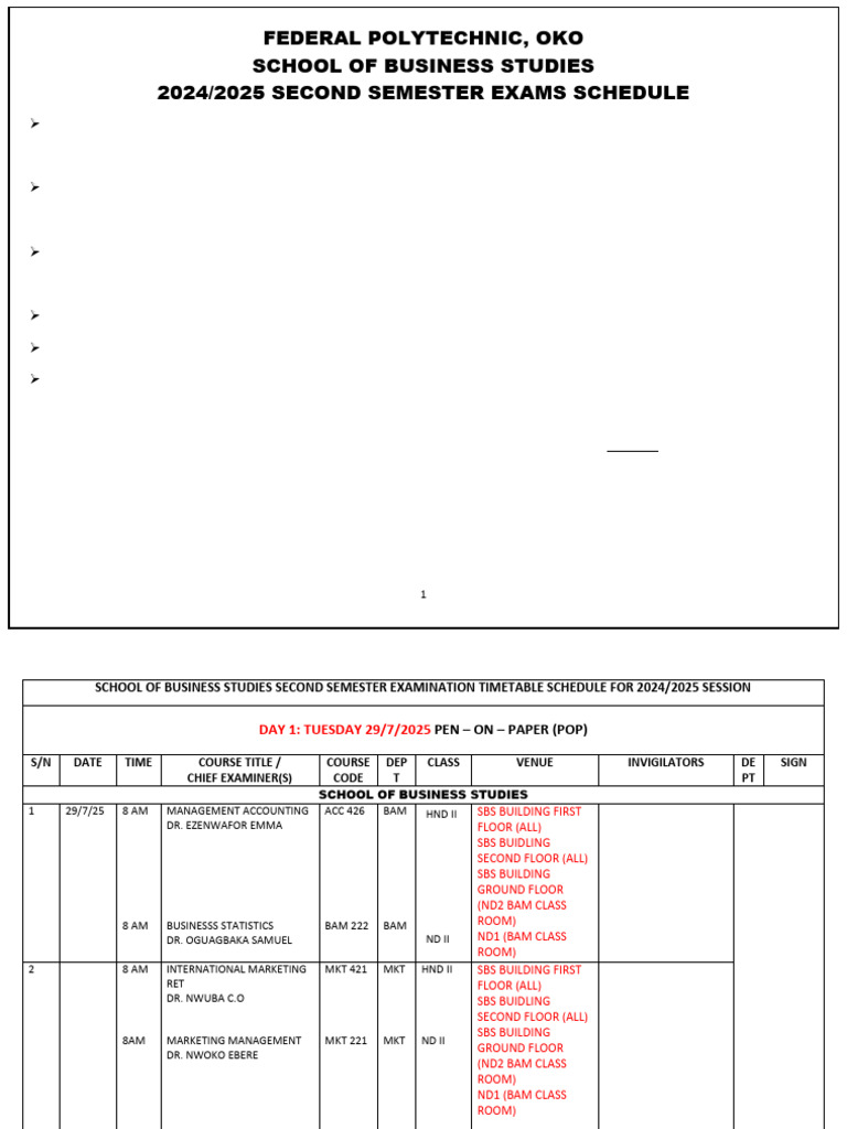 2024-2025 Second Semester SBS Without Invigilators A-1 | PDF ...