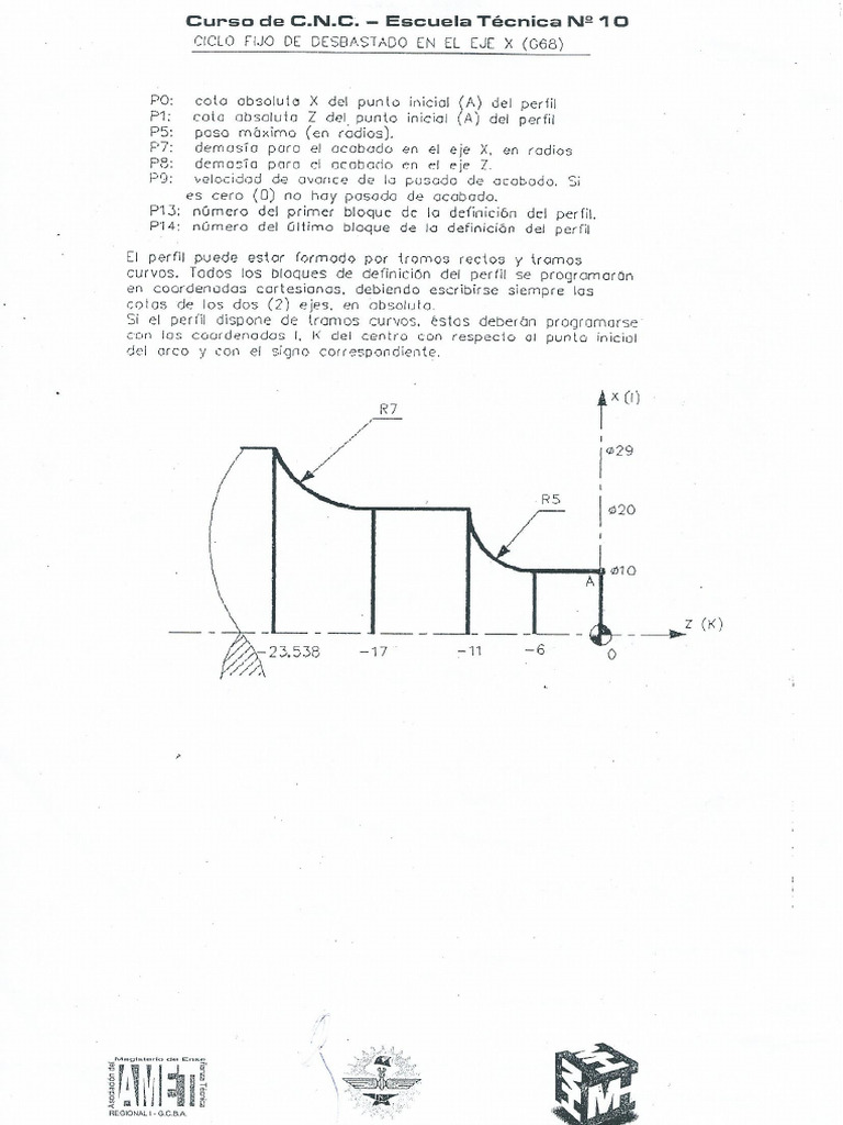 TP N°5 - CF de desbaste eje X - G68 Ciclo fijo de desbastado en el eje X.- | PDF