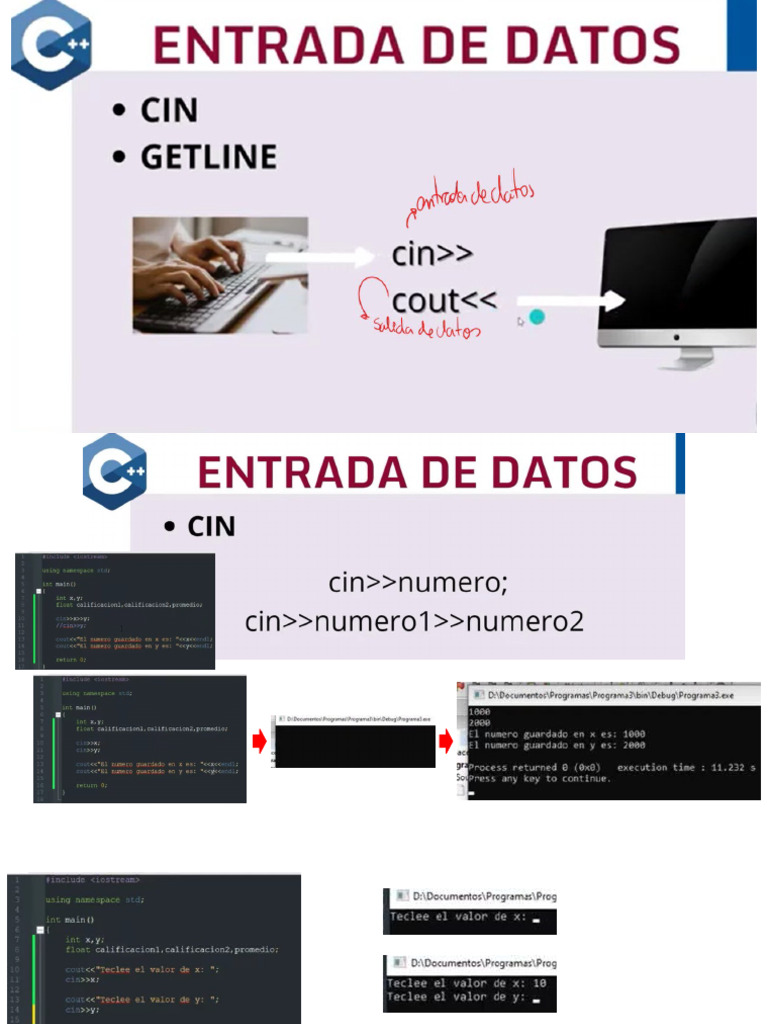 Entrada de Datos en C++ Cin y Getline | PDF