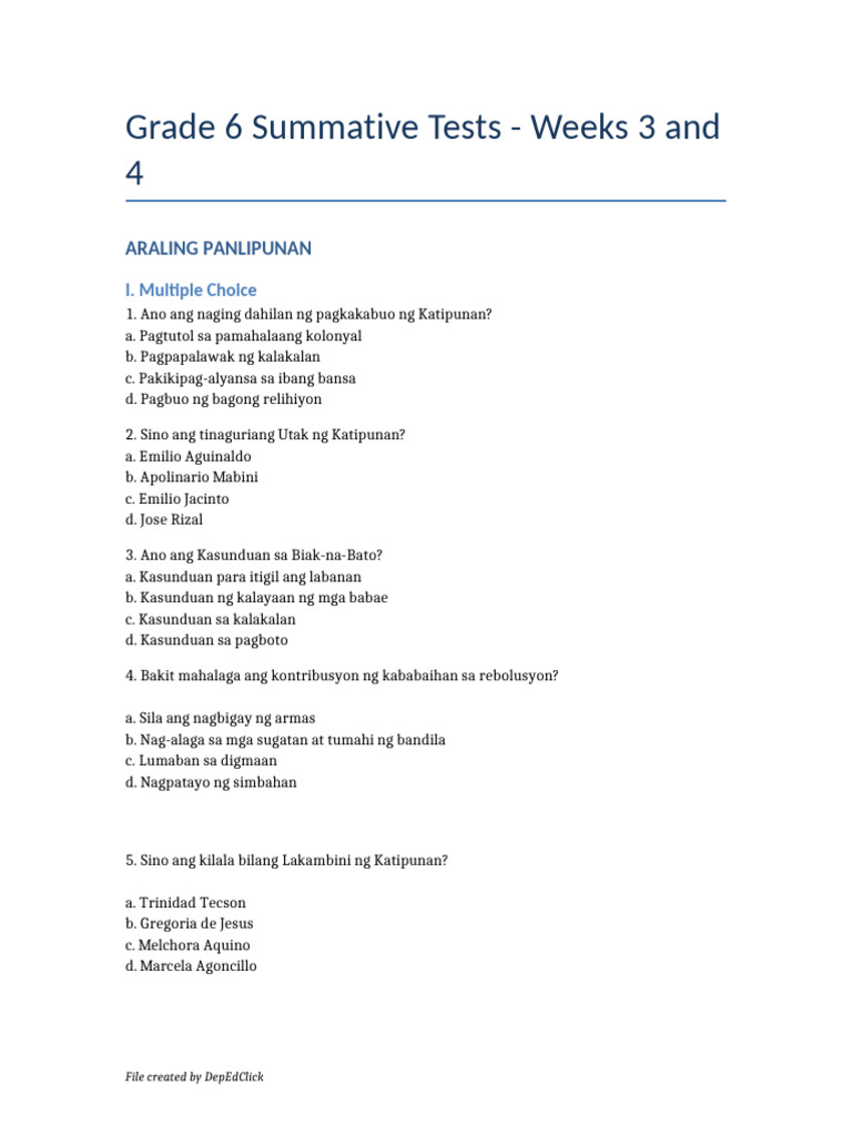 Grade6 Summative Test Q1 ST2 | PDF