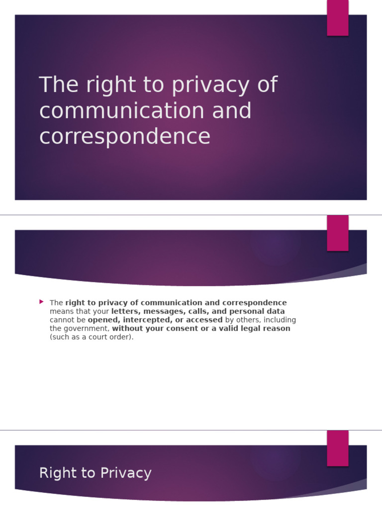 Right to Privacy in Communication Law | PDF | Freedom Of Speech | Prior ...