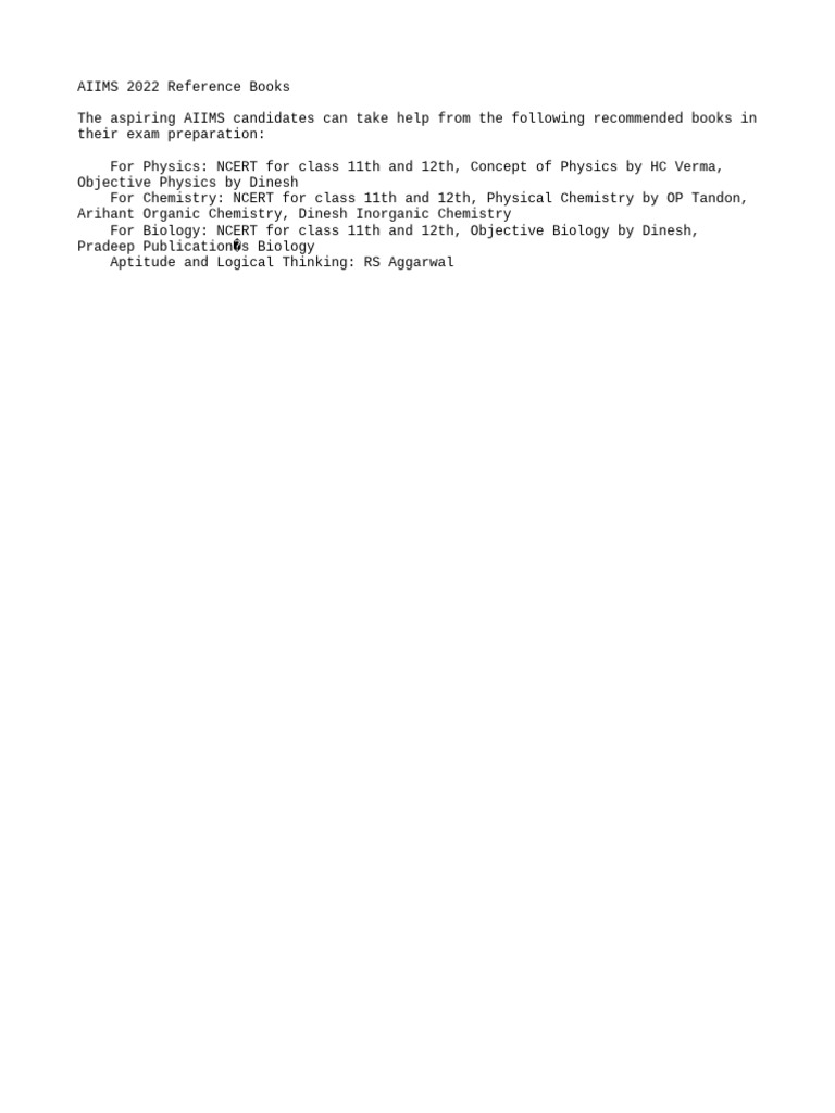 Aiims Ref Text Books | PDF