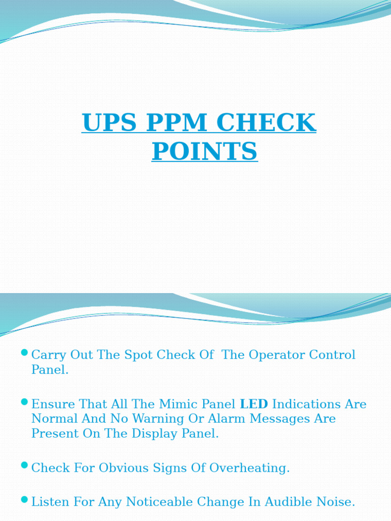 UPS Preventive Maintenance Checklist | PDF