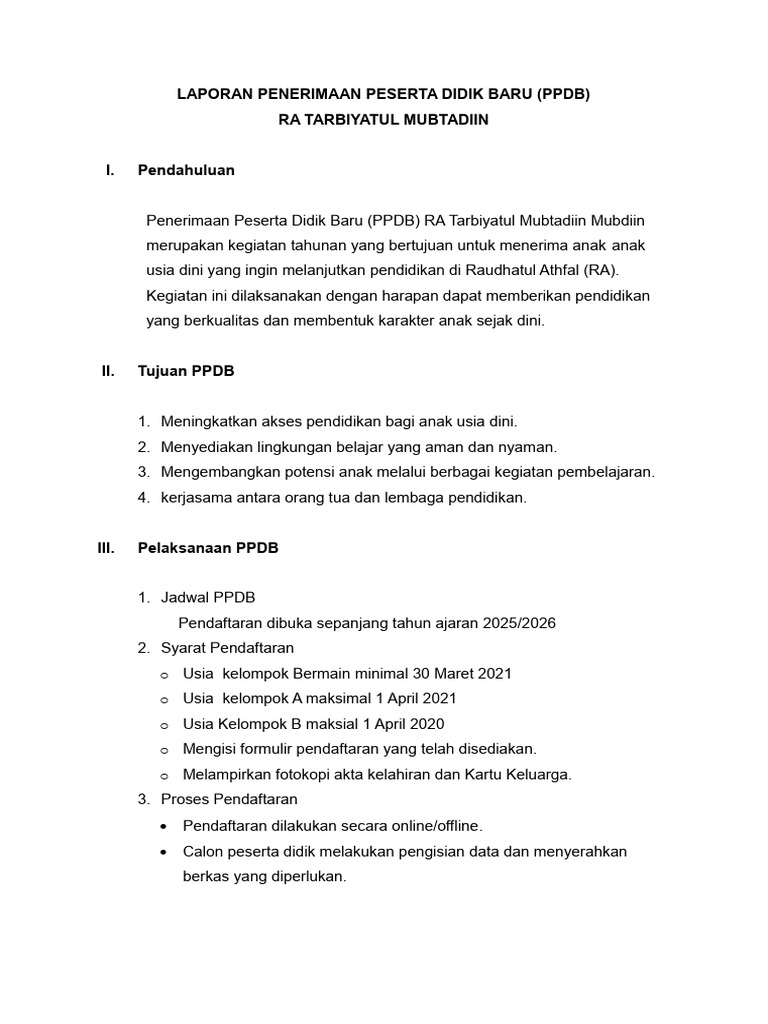 Laporan PPDB 2025 26 | PDF