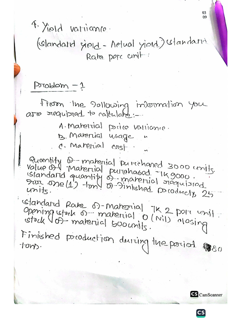 Material Variance Math Solution | PDF