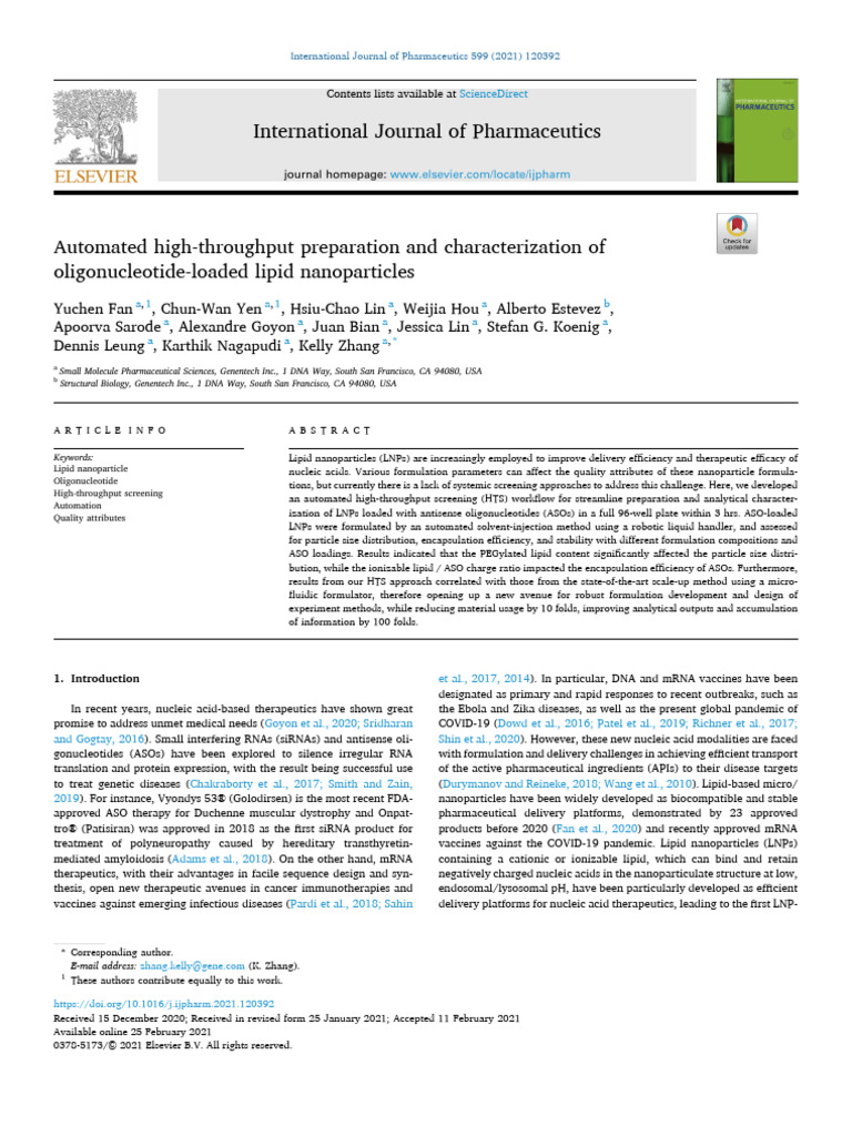 Automated High-Throughput Preparation and Characterization of | PDF ...
