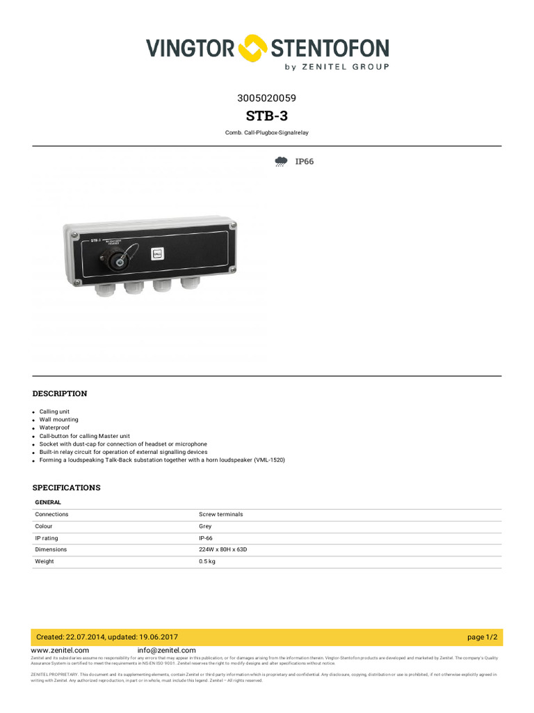 zenitel-stb-3-3005020059 | PDF | Electrical Engineering | Electronics