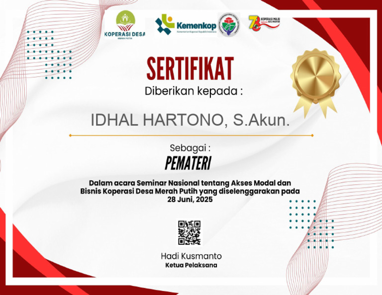 Sertifikat-IDHAL HARTONO, S.Akun. | PDF