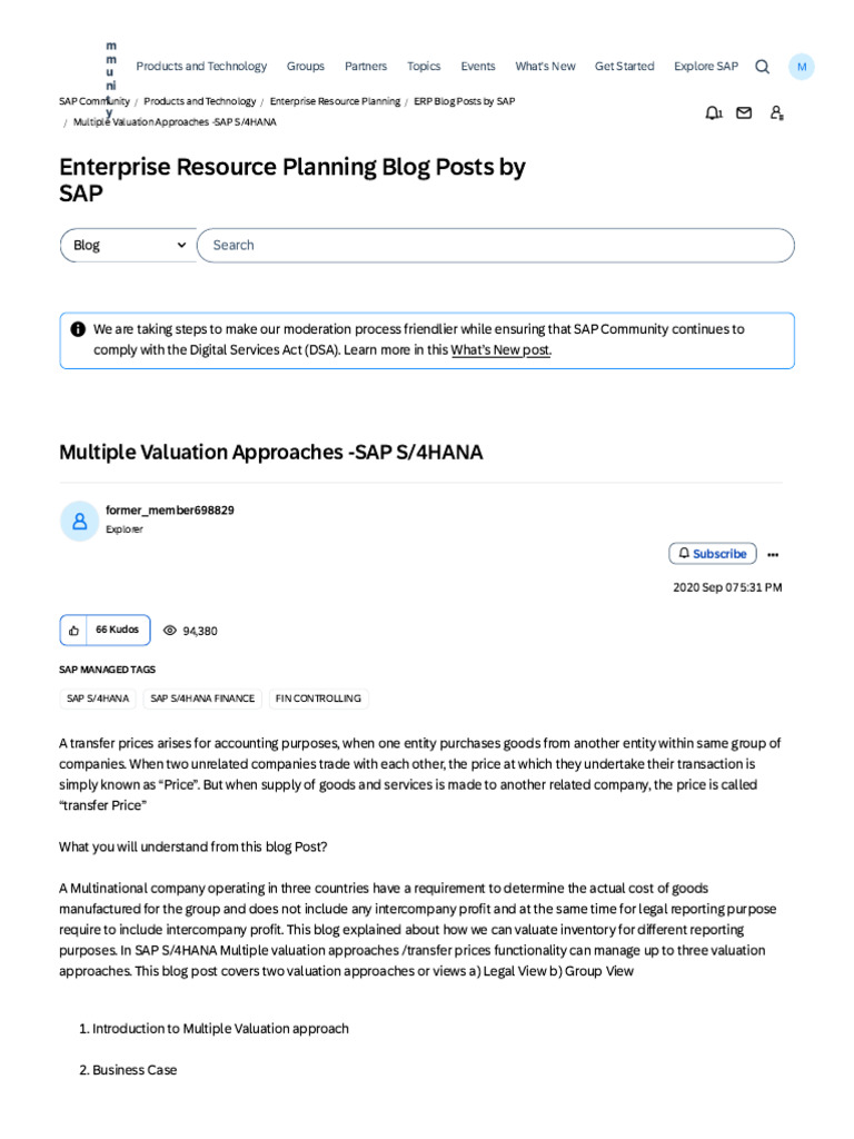 Multiple Valuation Approaches -SAP S_4HANA -- SAP Community | PDF ...