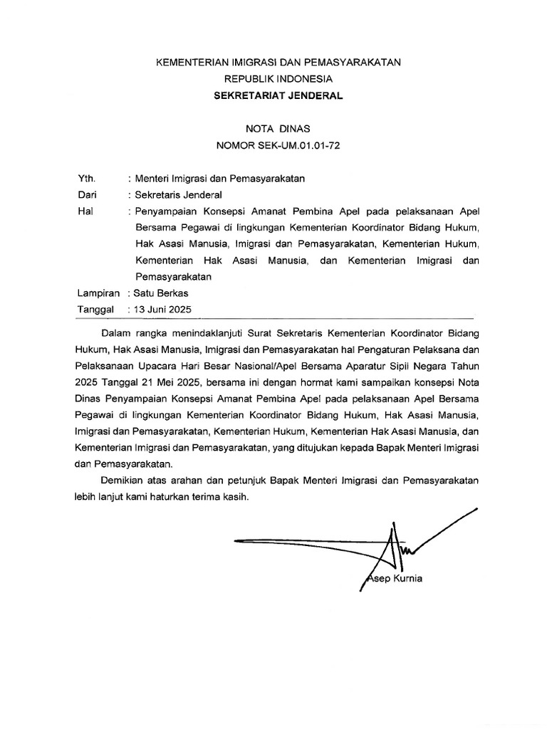 Amanat Pembina Apel Menimipas 16 06 2025 | PDF