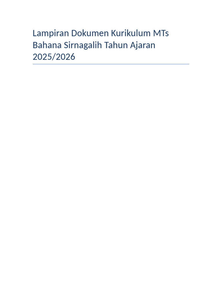 Kurikulum MTs Bahana 2025/2026 | PDF