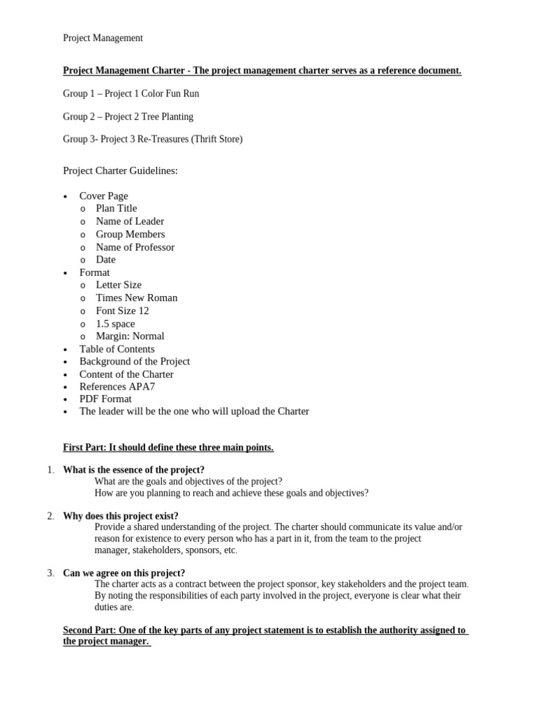 Project Management Charter Format | PDF | Project Management | Business