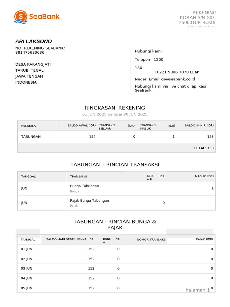 Seabank Statement 20250601 | PDF