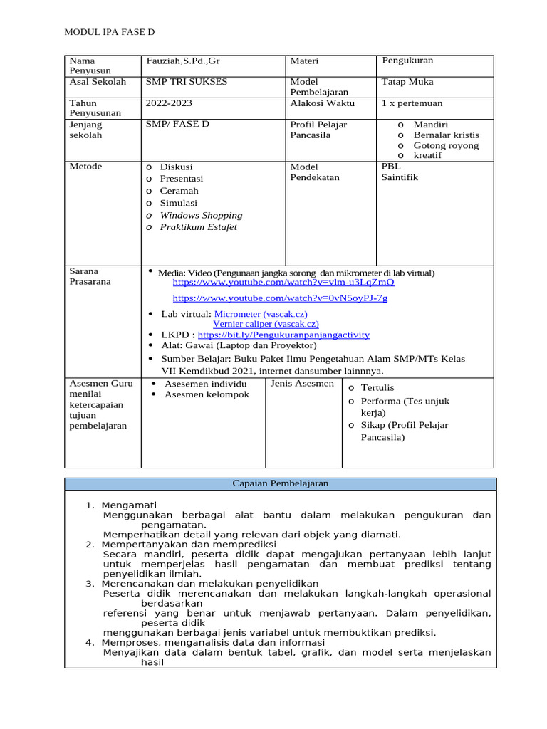 Modul Pengukuran Tampil | PDF