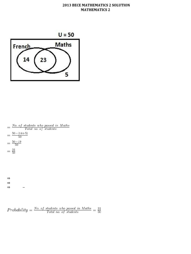 2013 Bece Mathematics 2 Solution | PDF