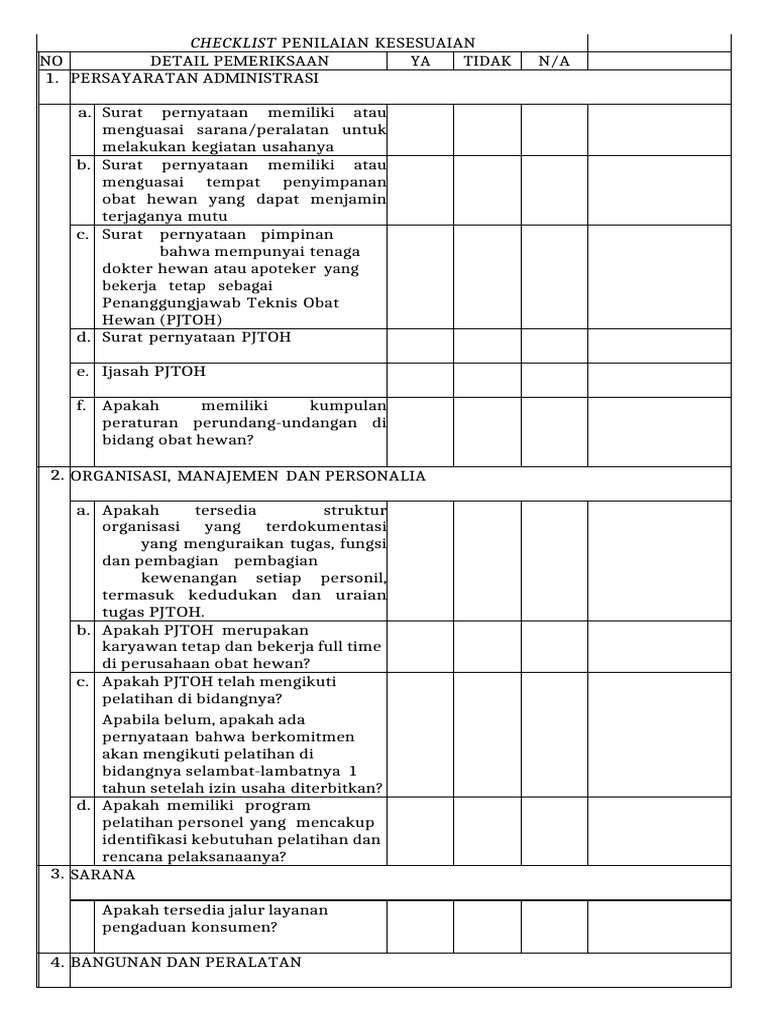 Checklist Penilaian Kesesuaian1 | PDF