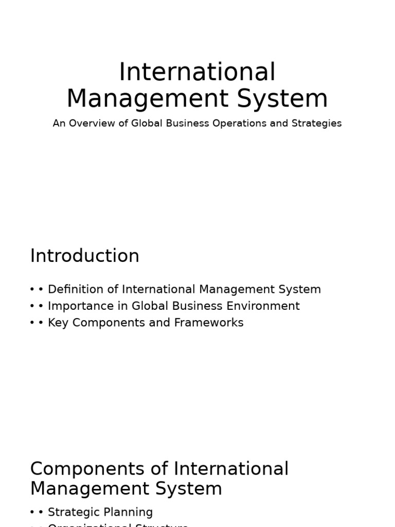 Overview of International Management Systems | PDF