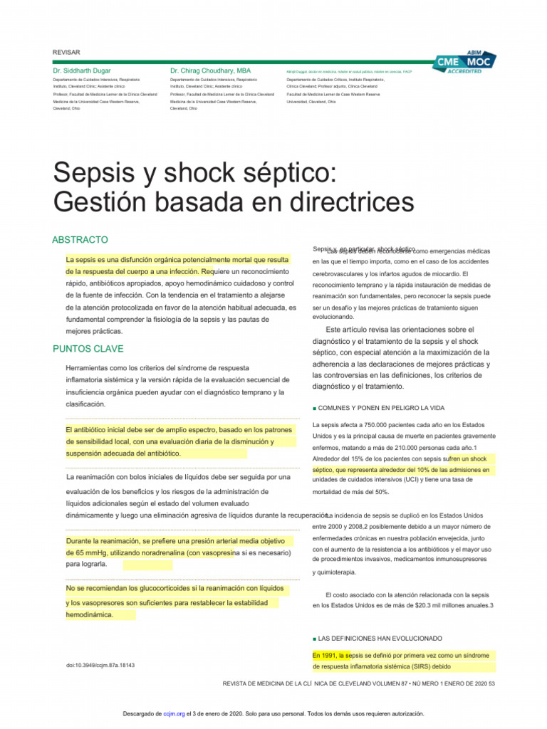 Sepsis and Septic Shock 2020 2 | PDF | Septicemia | Enfermedades y ...