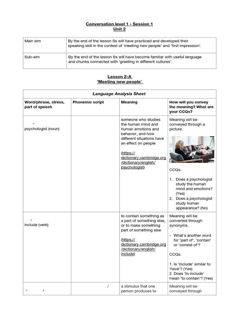 Conversation Level 1 - Session 1 | PDF | Stress (Linguistics) | Word