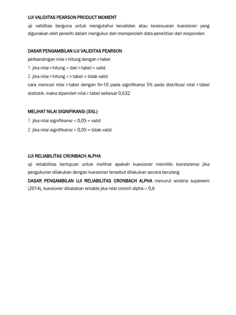 Uji Validitas Reliabilitas | PDF
