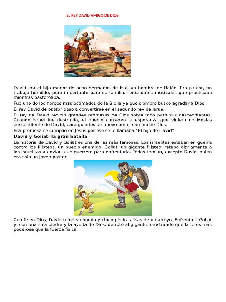 EL REY DAVID AMIGO de DIOS (Ficha para Que Escriban en El Cuaderno) | PDF