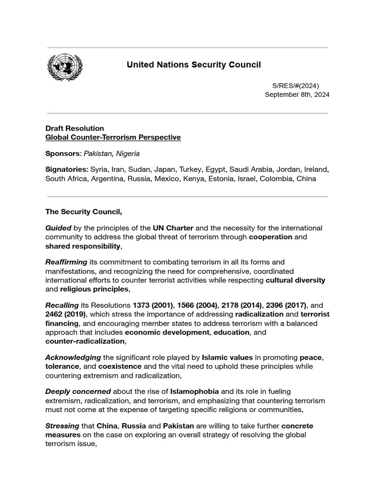 Draft Resolution (Islamic Bloc) | PDF | Islamophobia | Discrimination & Race Relations