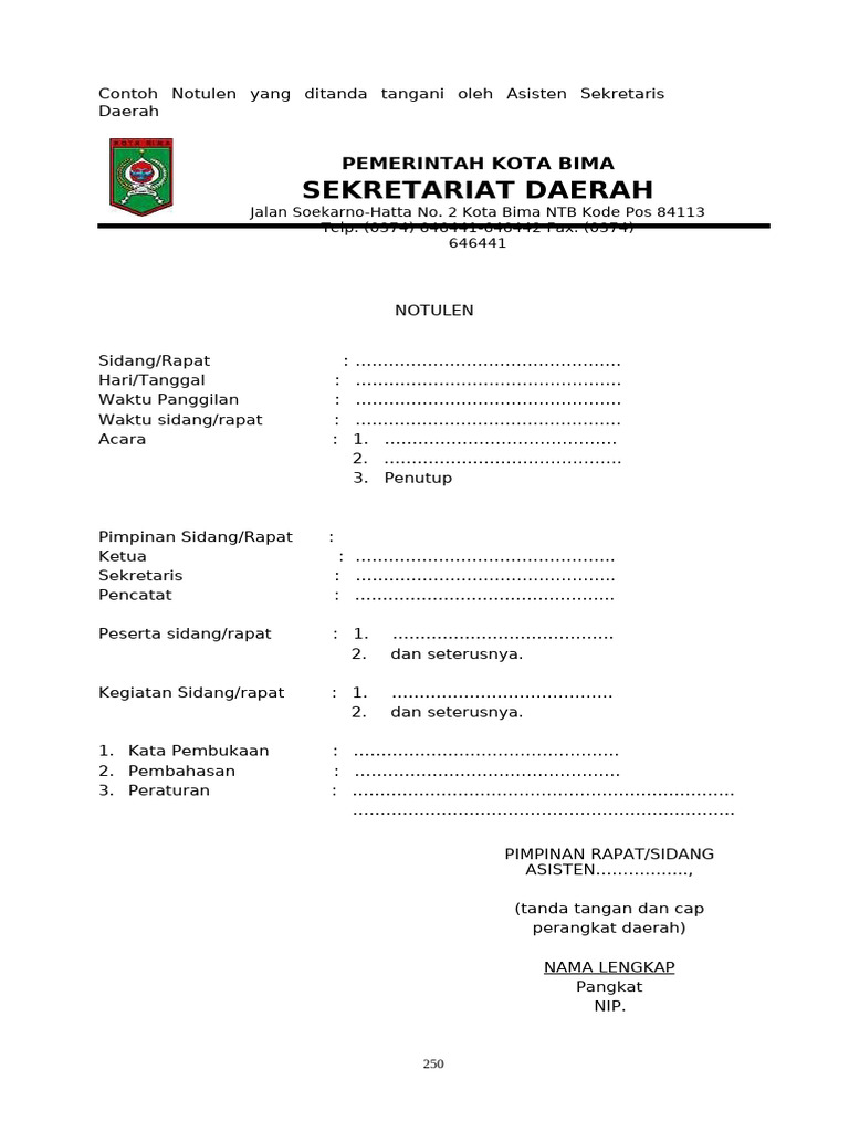 Contoh Notulen Rapat | PDF