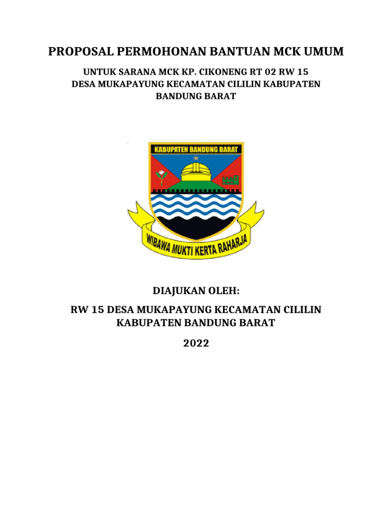 Proposal Pengajuan Permohonan Bantuan MCK Umum | PDF
