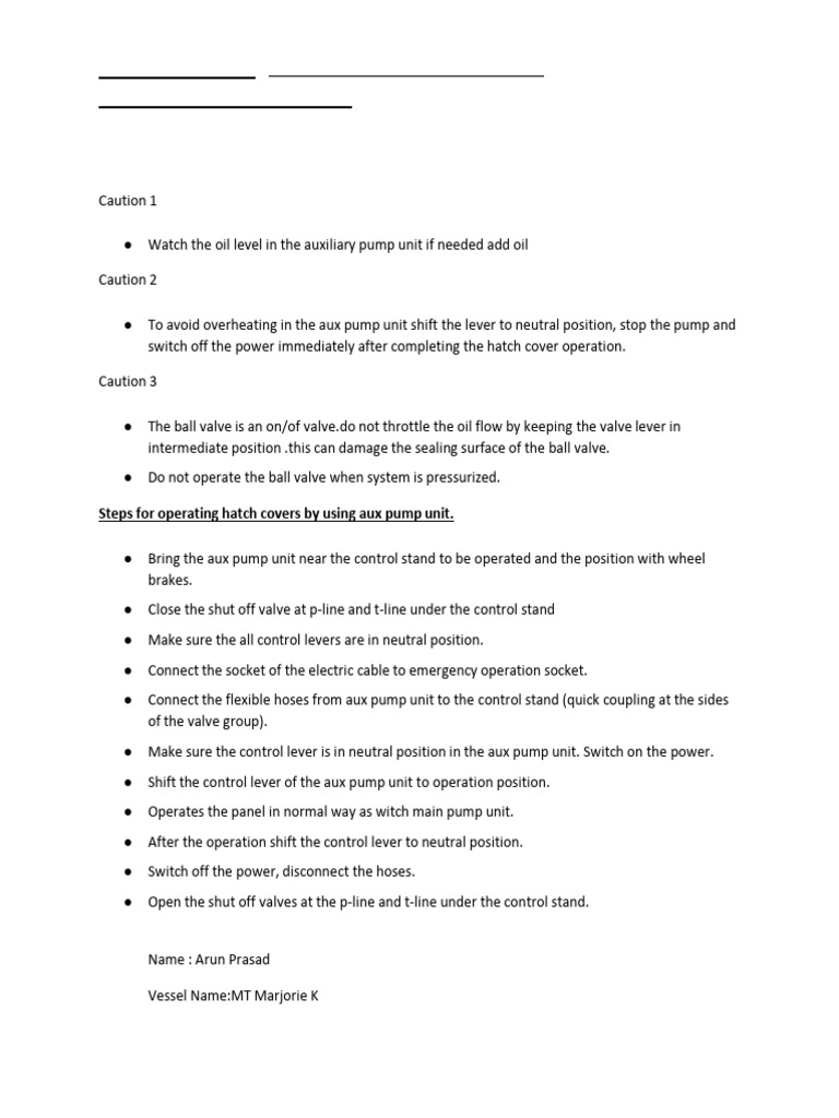 21.hydraulically Operated Cargo Hatch | PDF