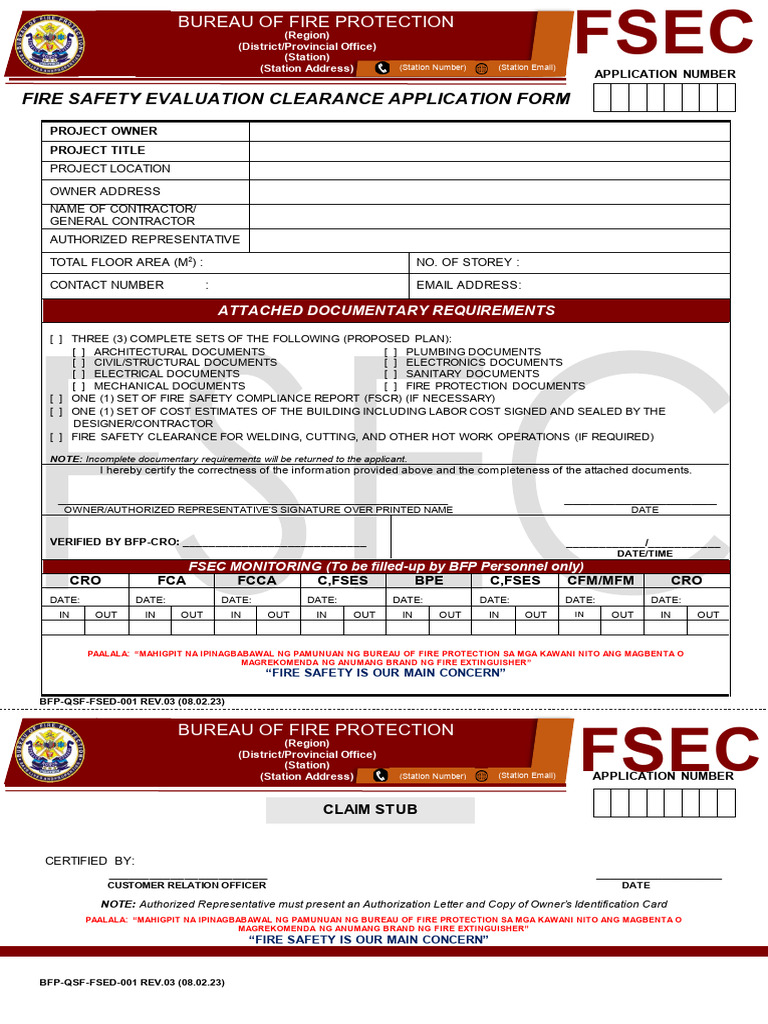 FSED 1F Application Form FSEC For Building Permit Rev02 | PDF