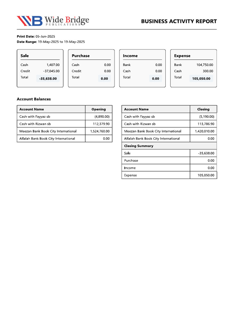 Business Activity Report | PDF