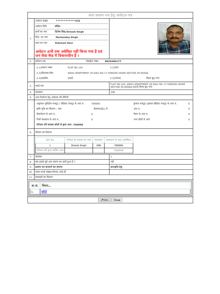 Dinesh Singh Income Rec | PDF