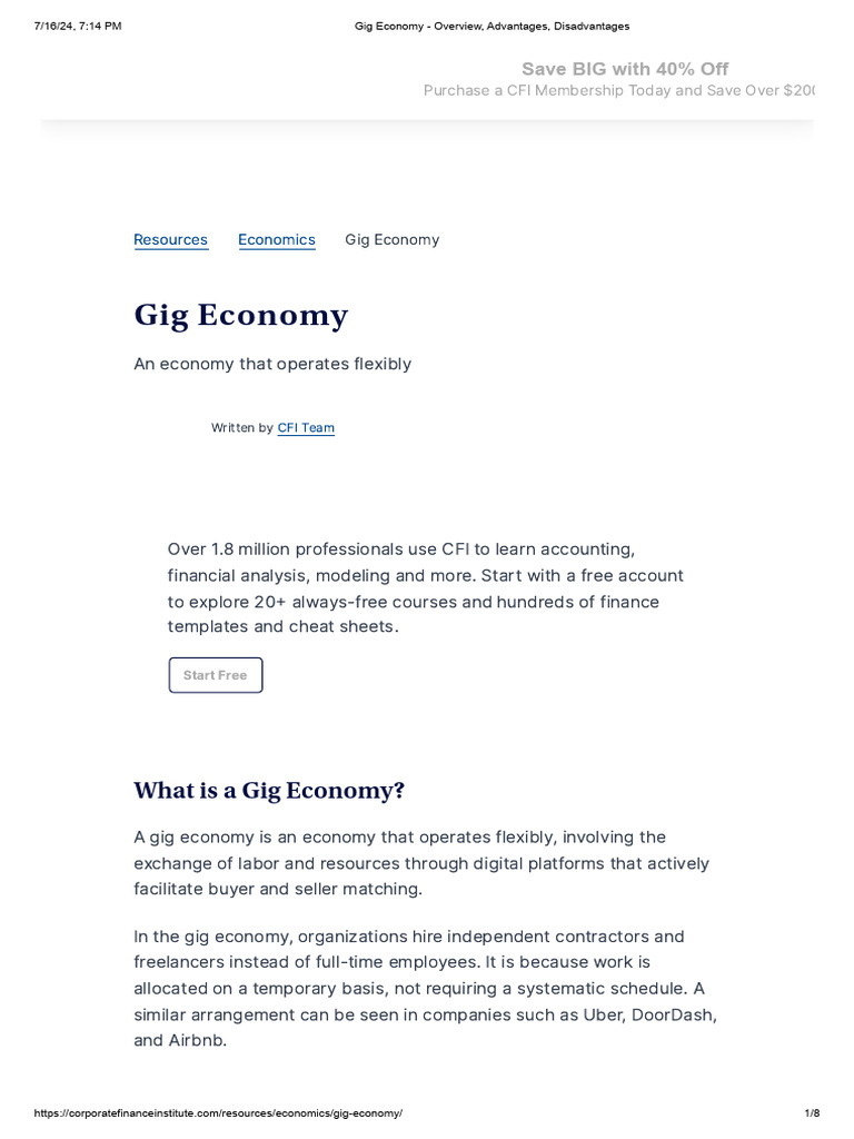 Gig Economy - Overview, Advantages, Disadvantages | PDF | Employment ...