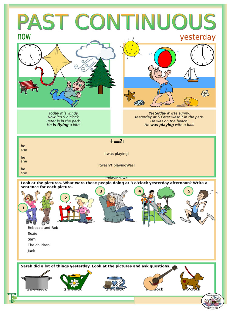 Past Continuous Fun Activities Games Grammar Guides - 1612 | PDF