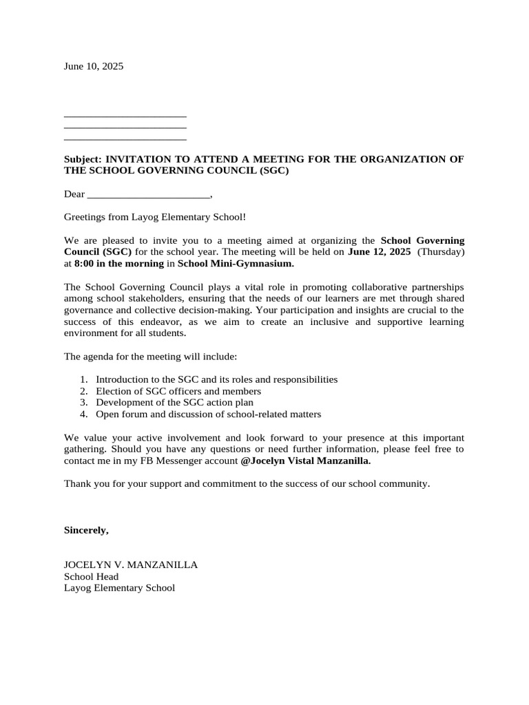SGC Letter of Invitation | PDF