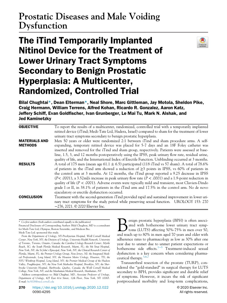 The Itind Temporarily Implanted Nitinol Device For The Treatment of ...
