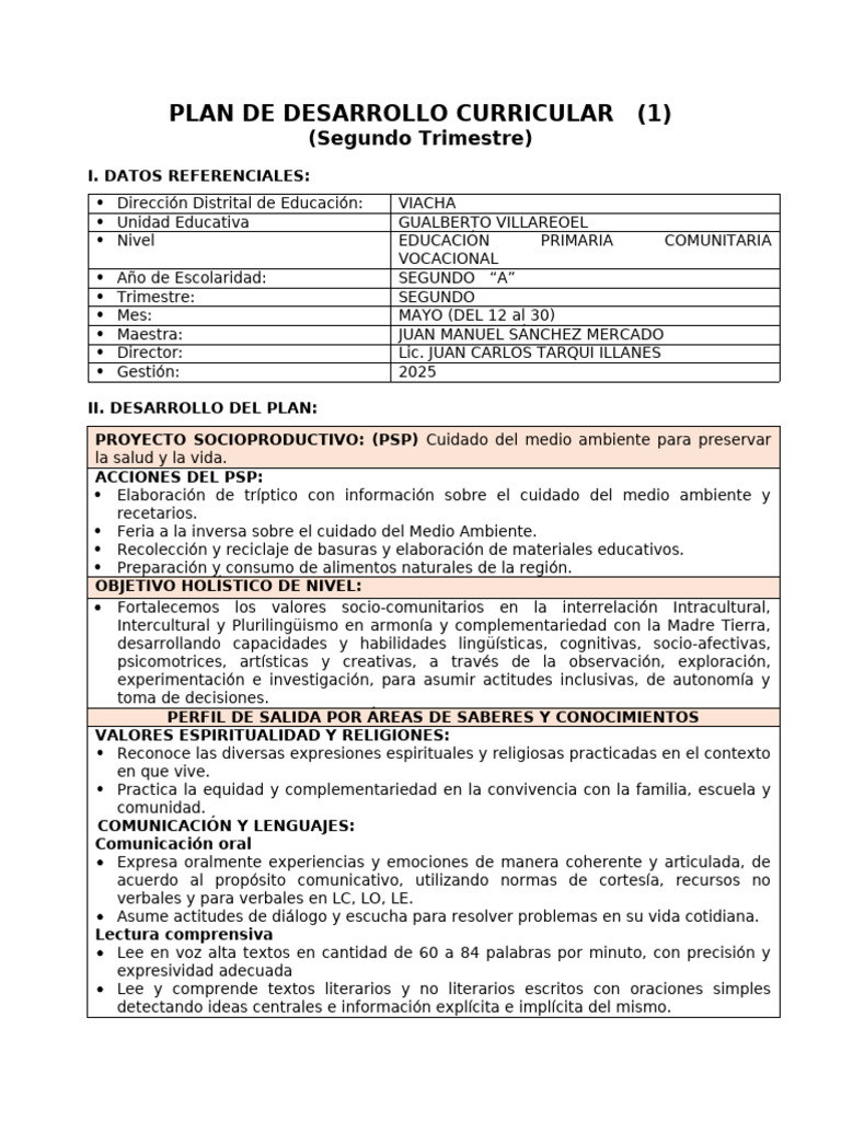 2-PDC 2do. AÑO 2do. Trimestre 2025 | PDF | Comunicación | Comprensión lectora