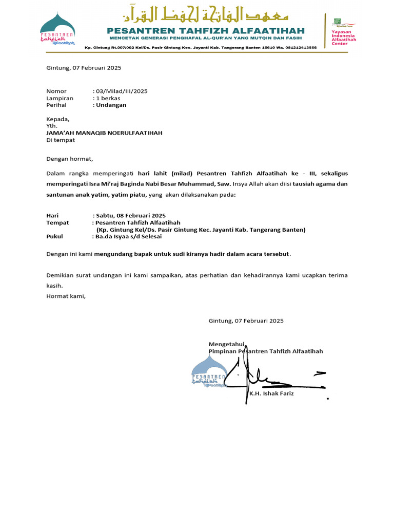 Undangan Jama'Ah Manaqib | PDF