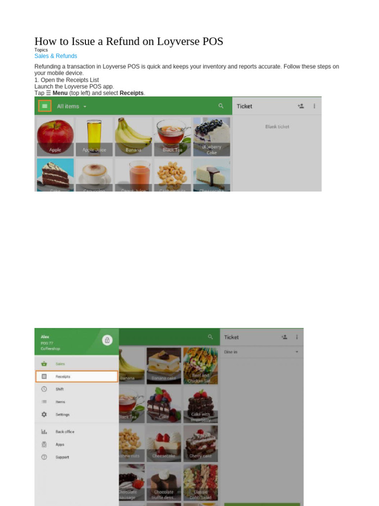 How To Issue A Refund On Loyverse POS | PDF