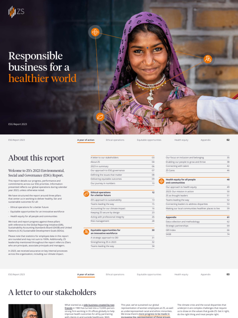 ZS 2023 ESG Report: Progress & Impact | PDF | Sustainability | Health ...