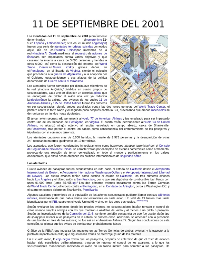 11 de Septiembre Del 2001 | PDF | Ataques del 11 de septiembre | Vuelo ...