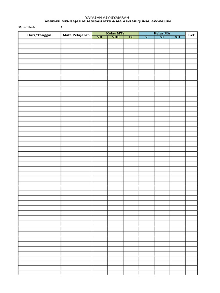 Absen Mengajar Baru | PDF