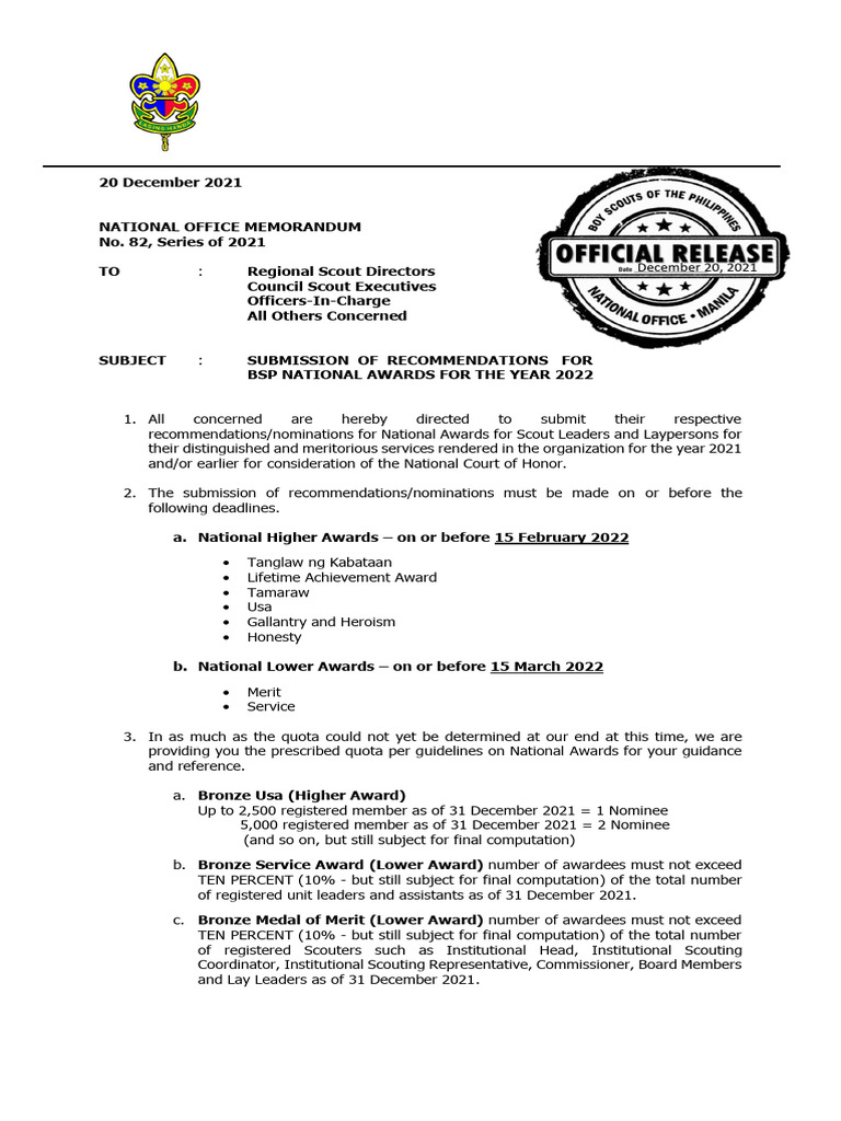 UPLOAD BSP-N.O.-Memorandum-No.-82-s.-202 - Submission-of-Recommendations-for-BSP-National-Awards ...